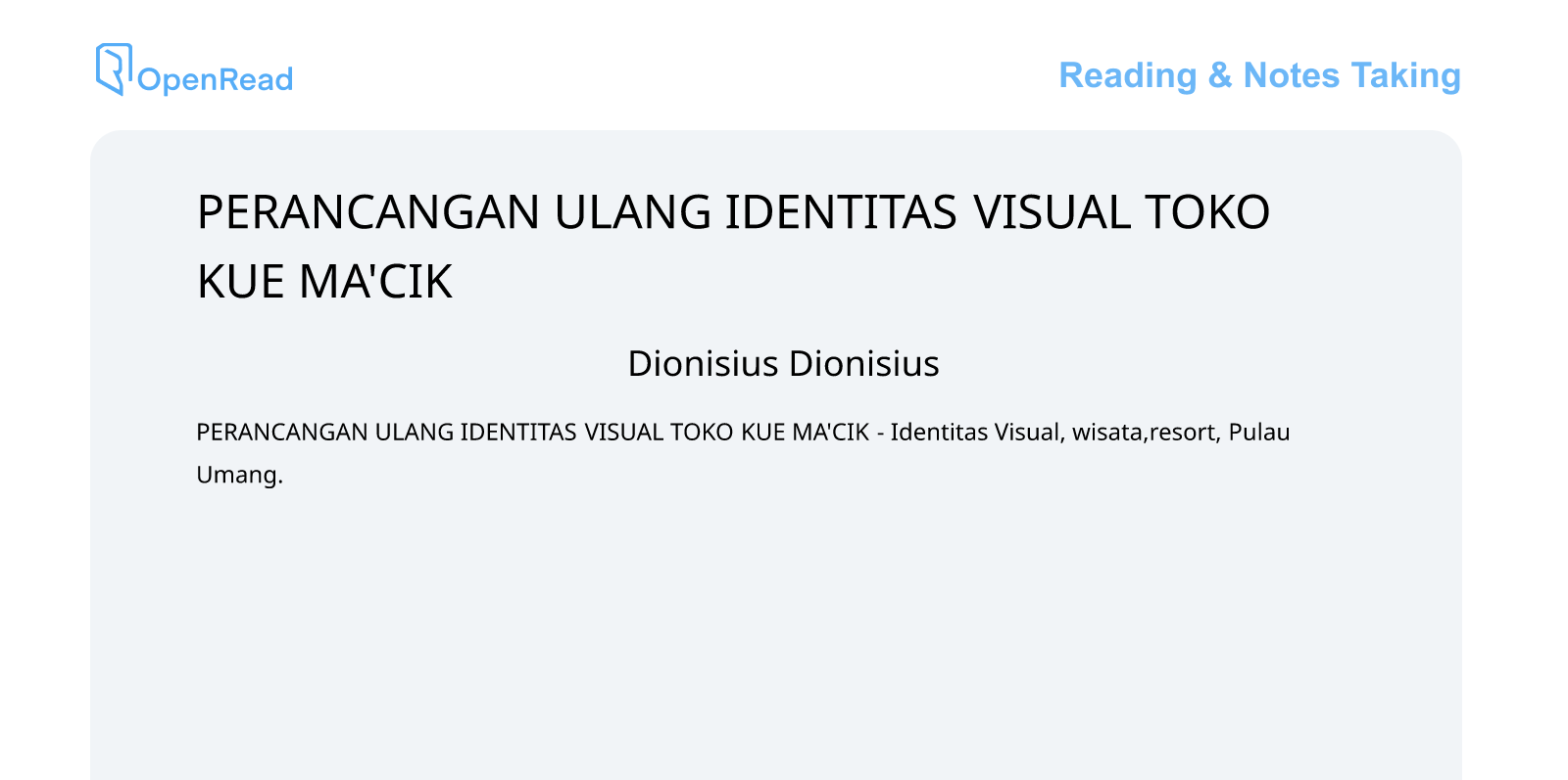 PERANCANGAN ULANG IDENTITAS VISUAL TOKO KUE MA'CIK
