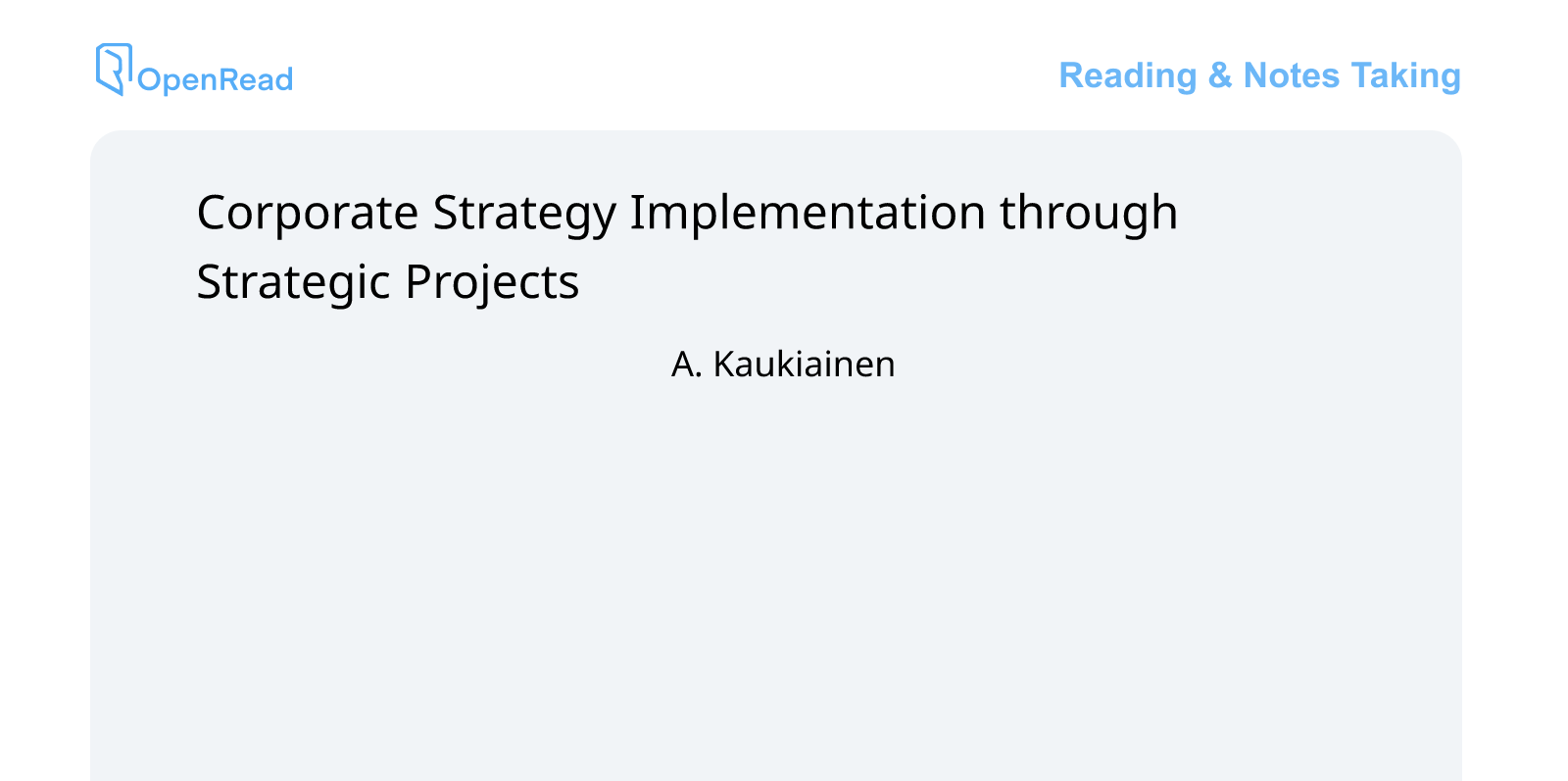 Corporate Strategy Implementation through Strategic Projects