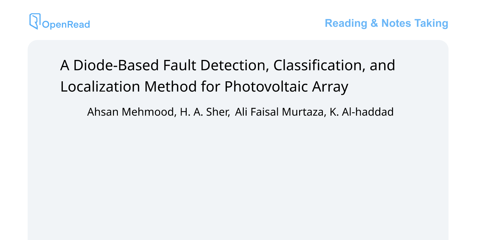 A Diode-Based Fault Detection, Classification, and Localization Method for Photovoltaic Array