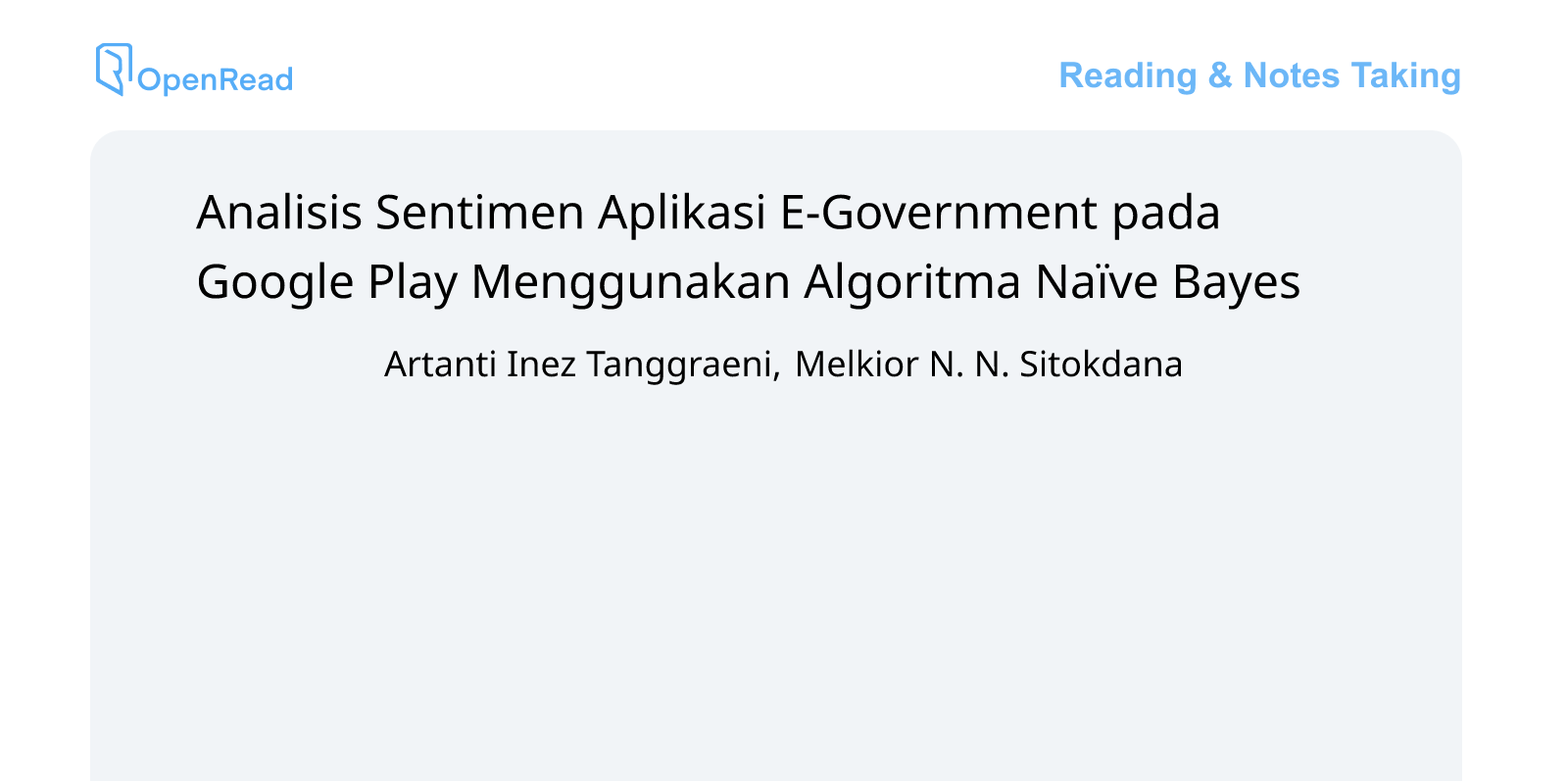 Analisis Sentimen Aplikasi E-Government pada Google Play Menggunakan Algoritma Naïve Bayes