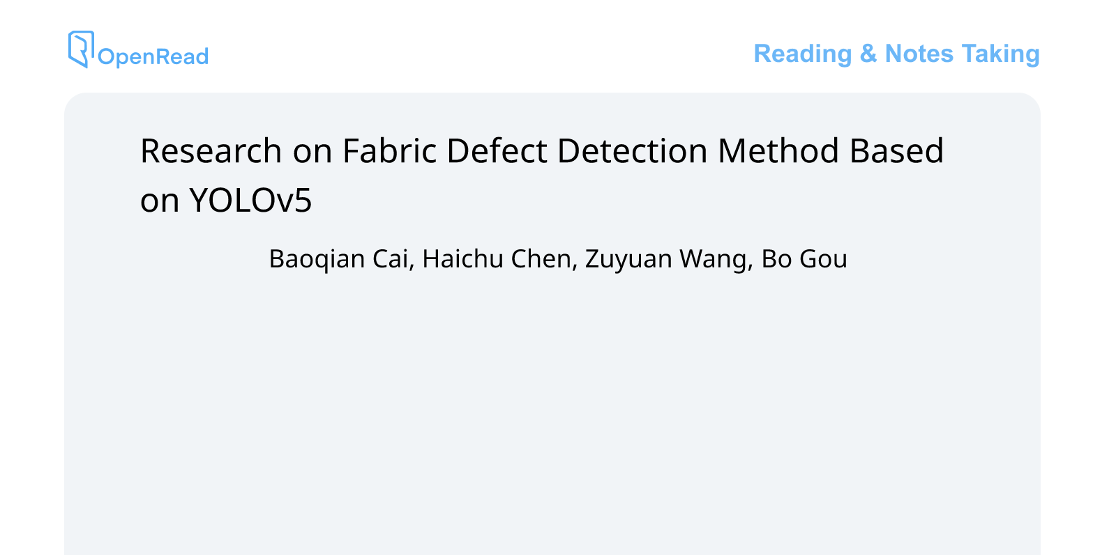 Research on Fabric Defect Detection Method Based on YOLOv5