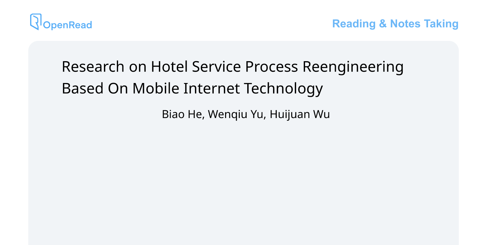 Research on Hotel Service Process Reengineering Based On Mobile ...