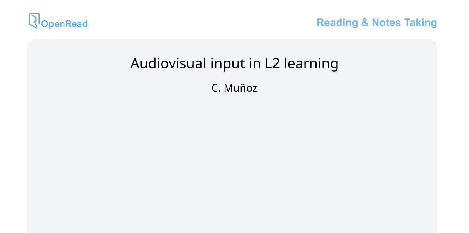 Audiovisual input in L2 learning