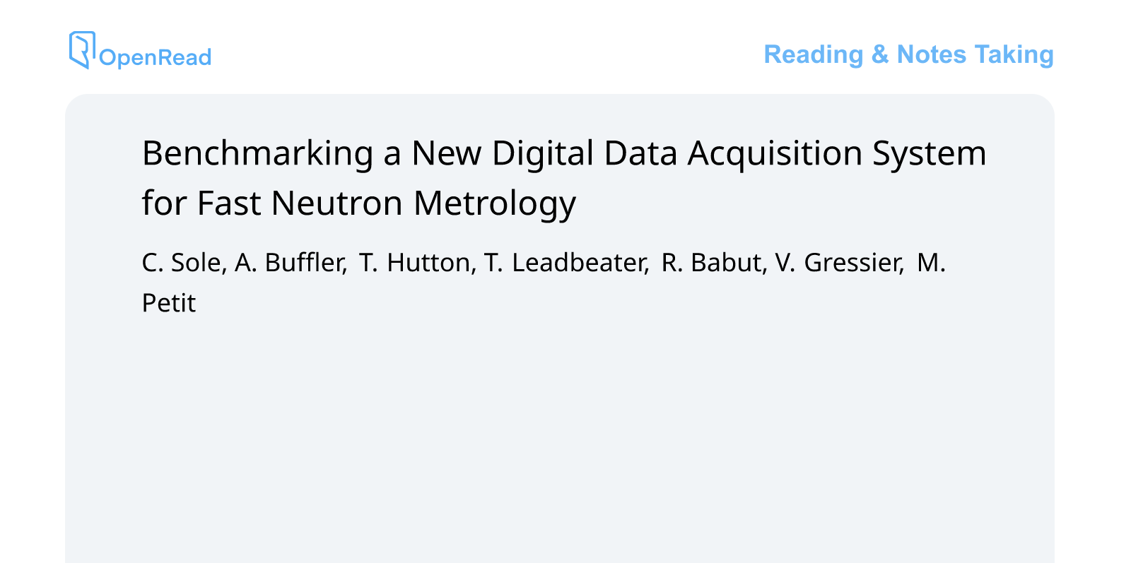 Benchmarking a New Digital Data Acquisition System for Fast Neutron ...