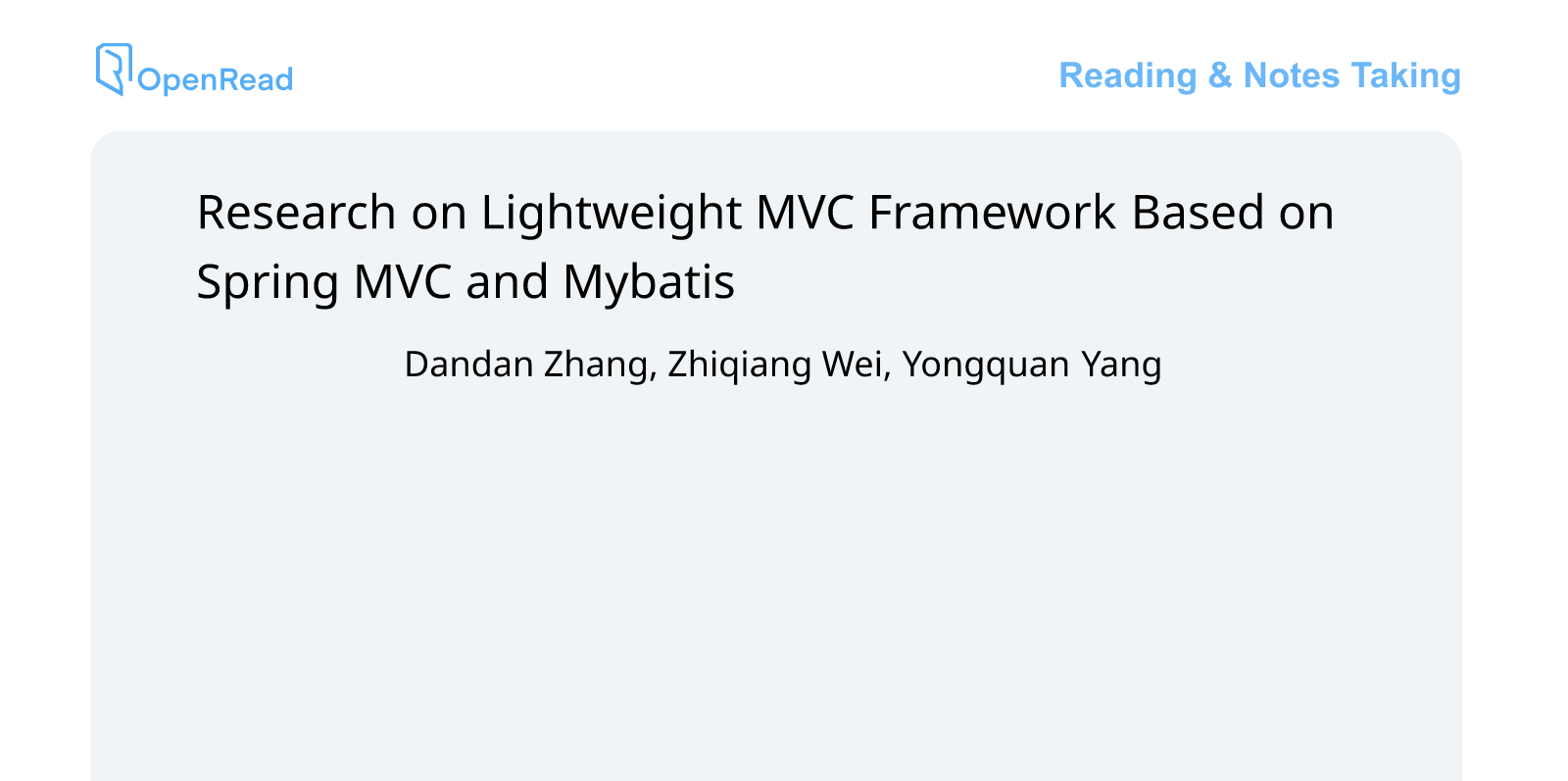Research on Lightweight MVC Framework Based on Spring MVC and Mybatis