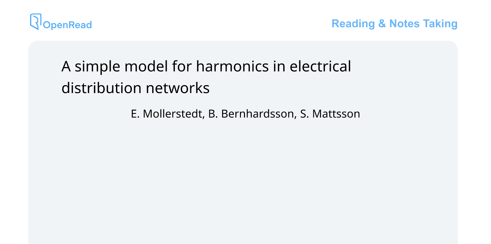 A simple model for harmonics in electrical distribution networks