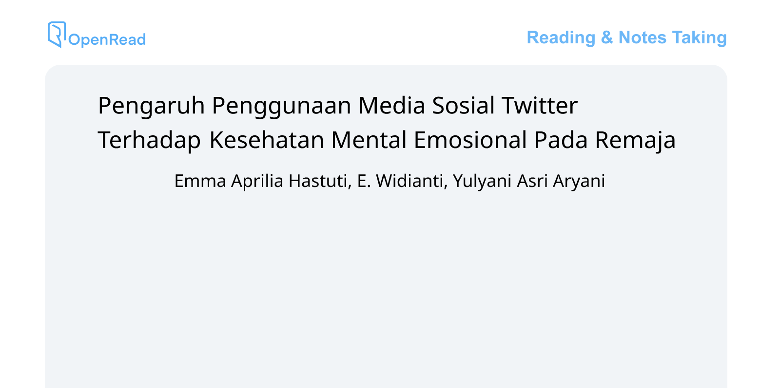 Pengaruh Penggunaan Media Sosial Twitter Terhadap Kesehatan Mental Emosional Pada Remaja