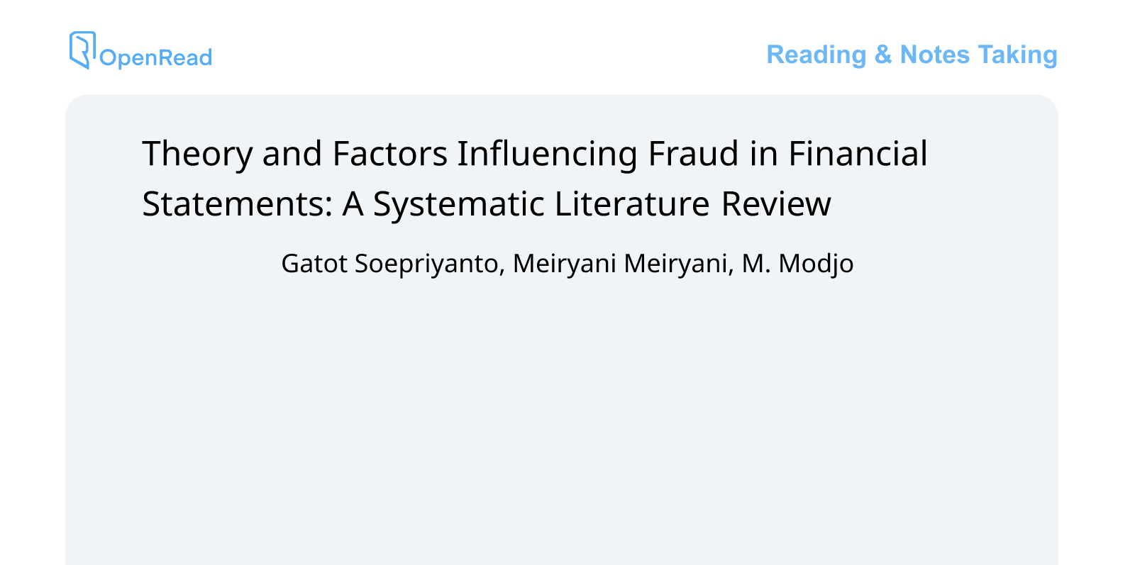 Theory and Factors Influencing Fraud in Financial Statements: A ...