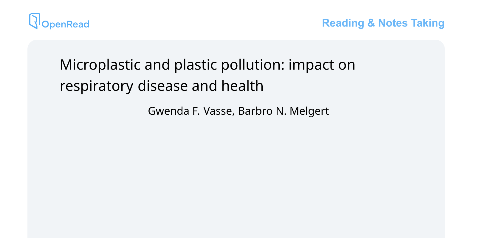 Microplastic and plastic pollution: impact on respiratory disease and health