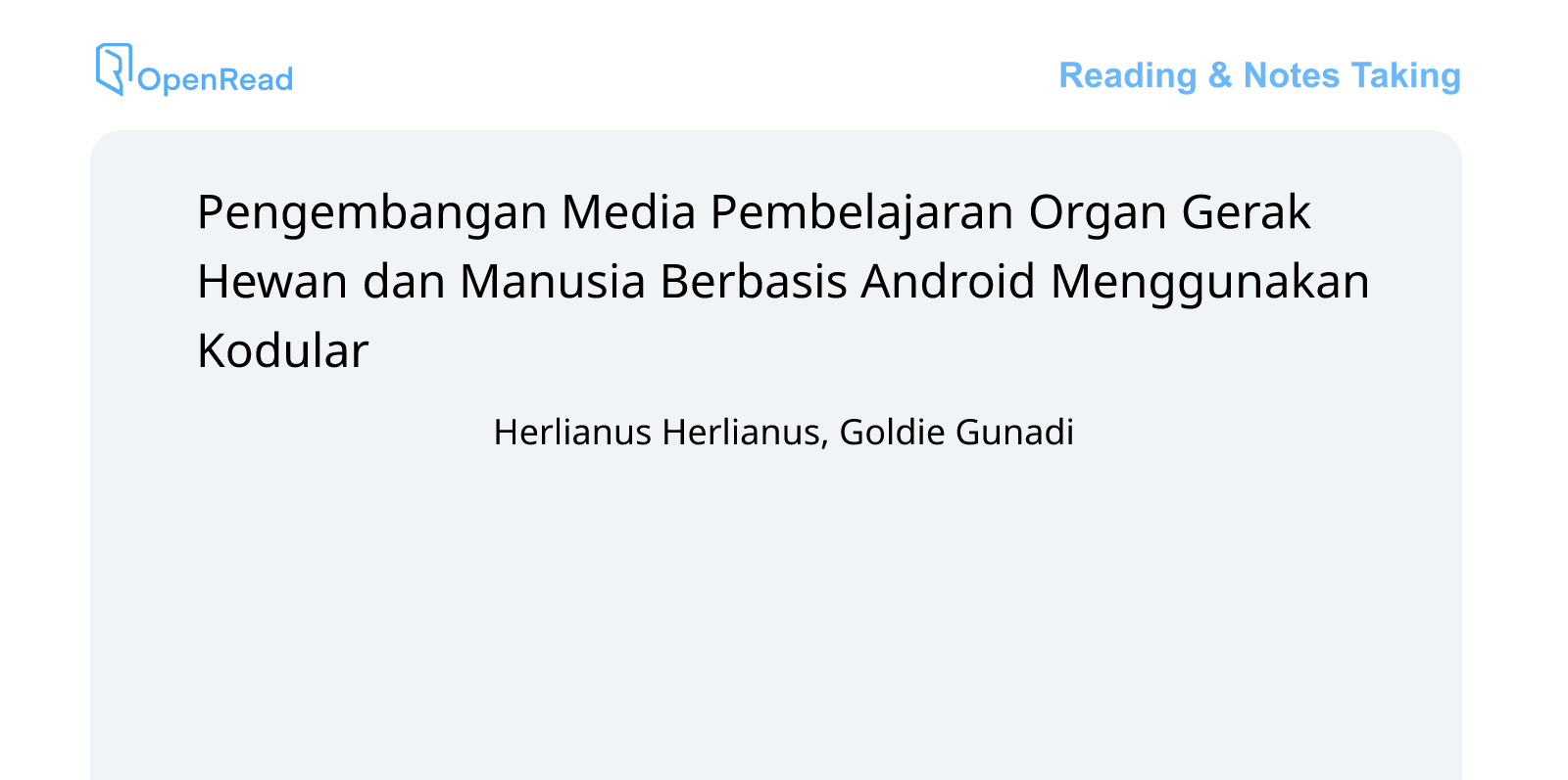 Pengembangan Media Pembelajaran Organ Gerak Hewan dan Manusia Berbasis Android Menggunakan Kodular