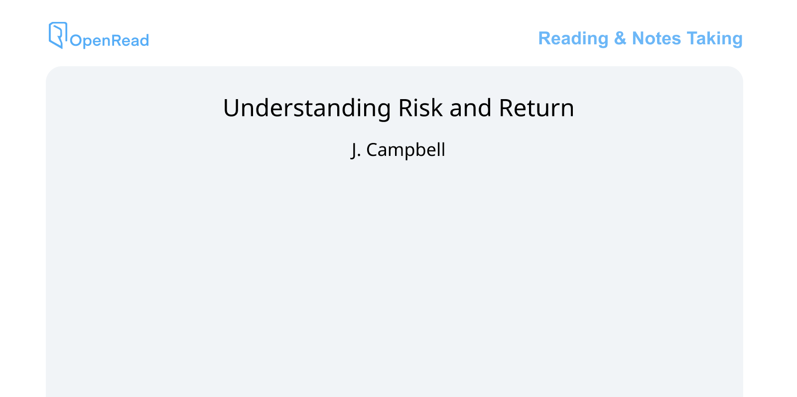 Understanding Risk and Return