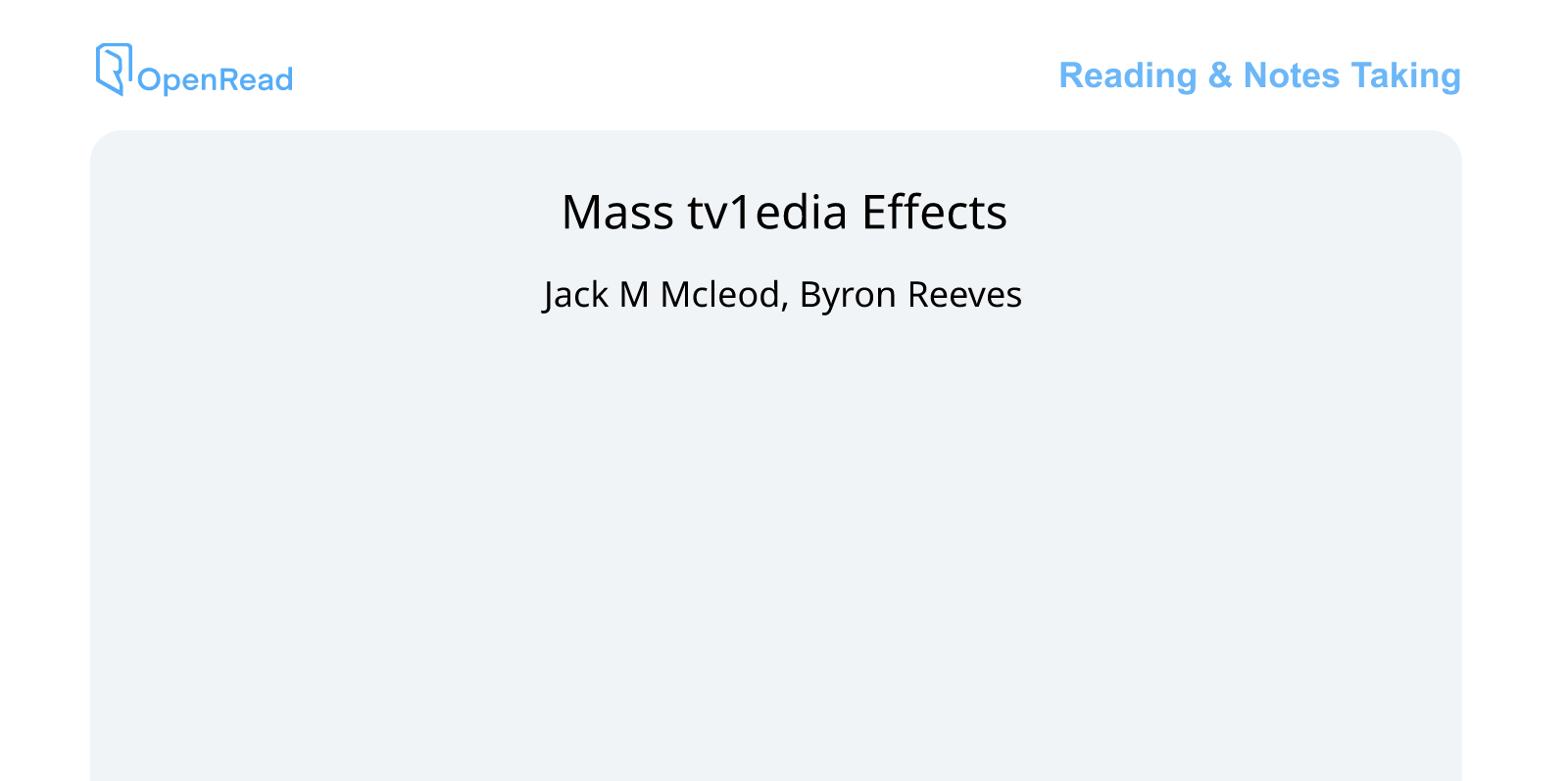 Mass tv1edia Effects