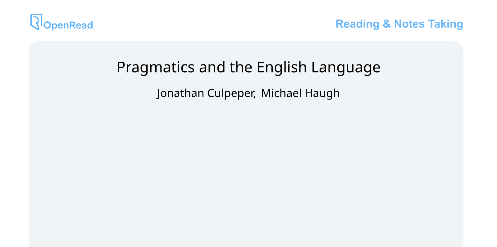 Pragmatics and the English Language