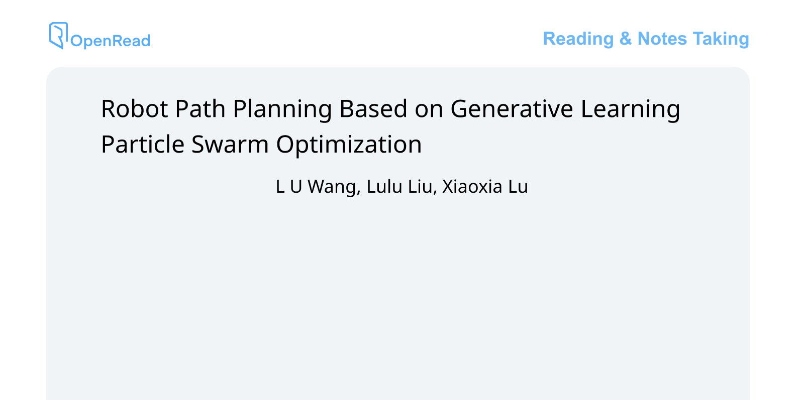 Robot Path Planning Based on Generative Learning Particle Swarm Optimization