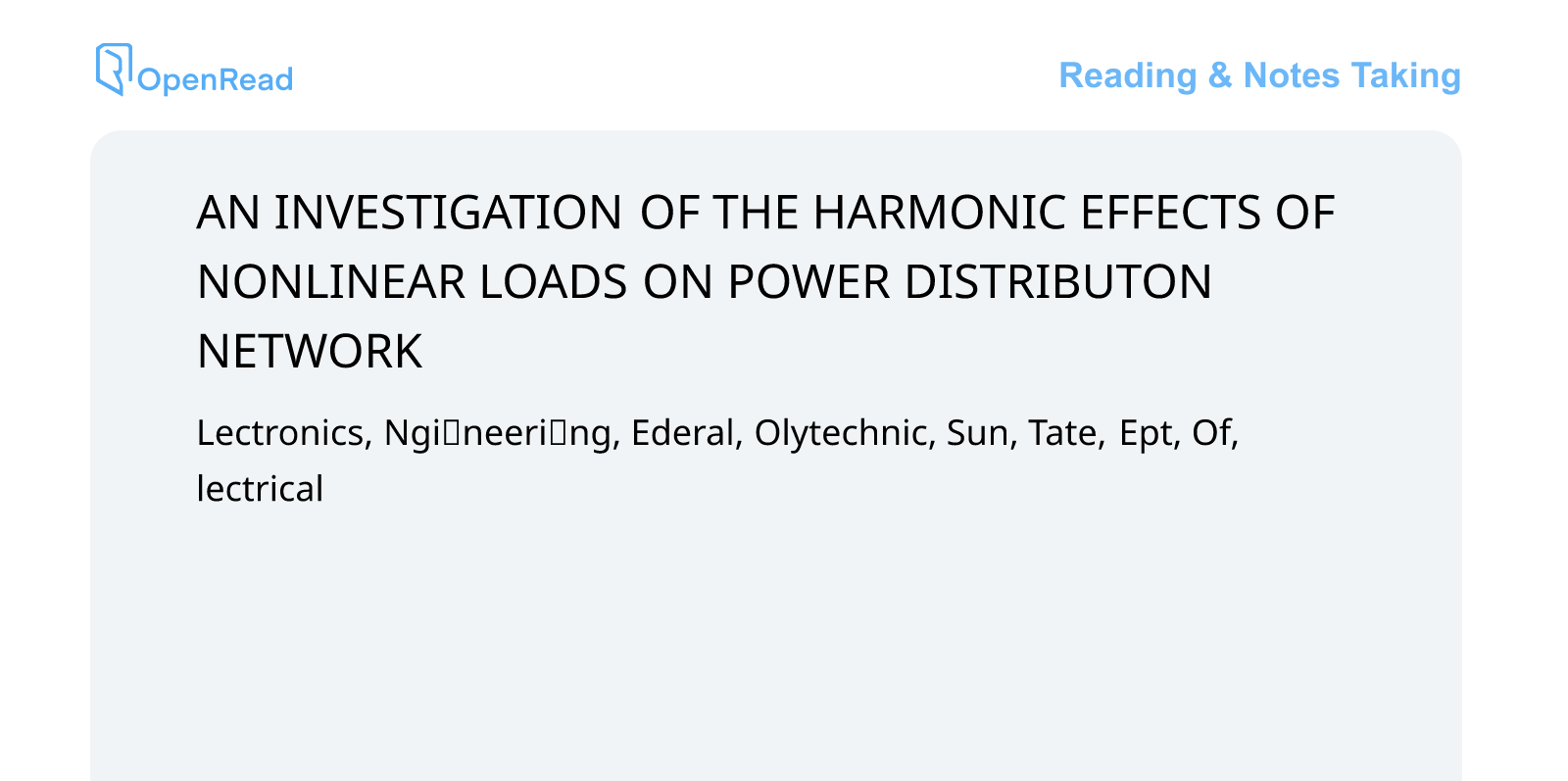 AN INVESTIGATION OF THE HARMONIC EFFECTS OF NONLINEAR LOADS ON POWER DISTRIBUTON NETWORK