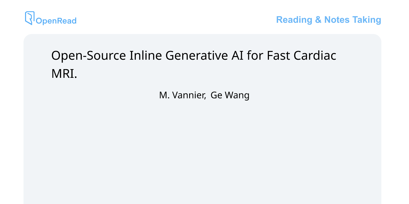 Open-Source Inline Generative AI for Fast Cardiac MRI.