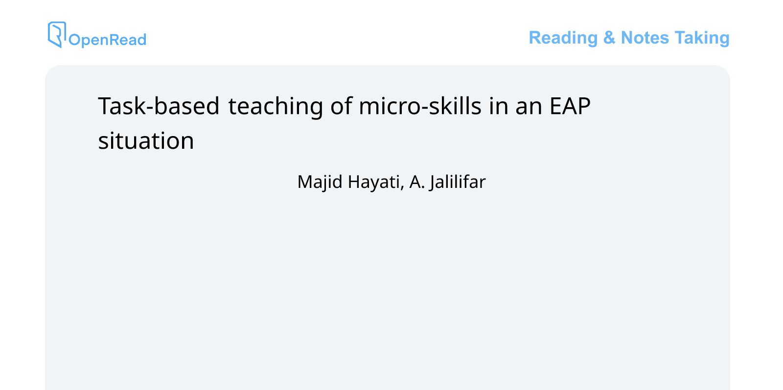 Task-based teaching of micro-skills in an EAP situation