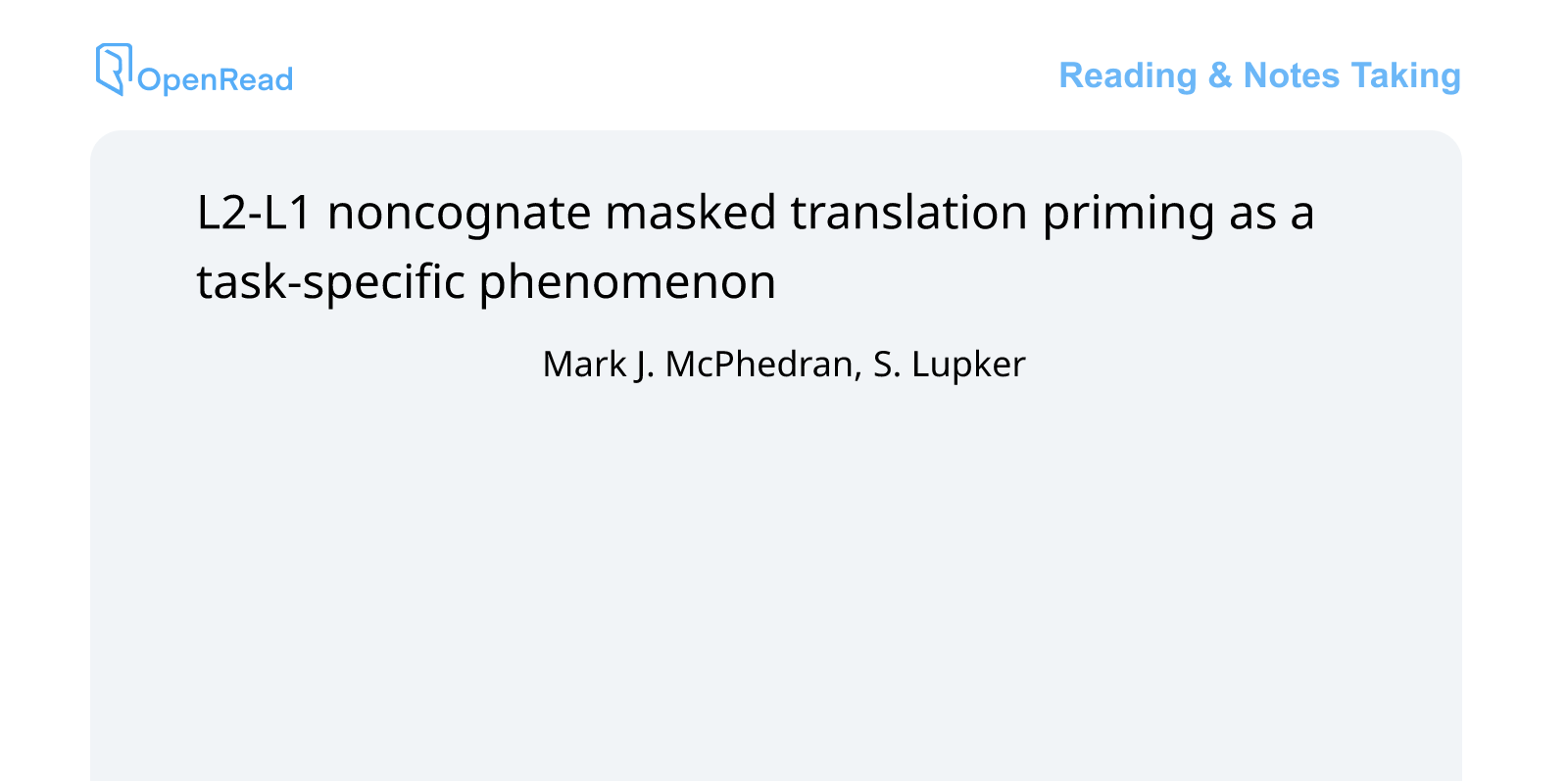 L2-L1 noncognate masked translation priming as a task-specific phenomenon