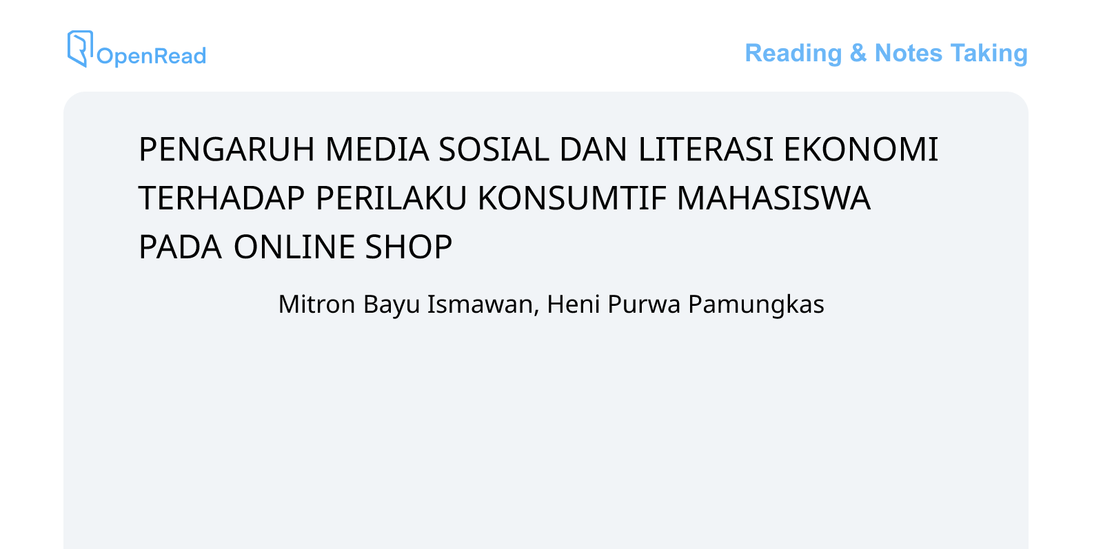 PENGARUH MEDIA SOSIAL DAN LITERASI EKONOMI TERHADAP PERILAKU KONSUMTIF MAHASISWA PADA ONLINE SHOP