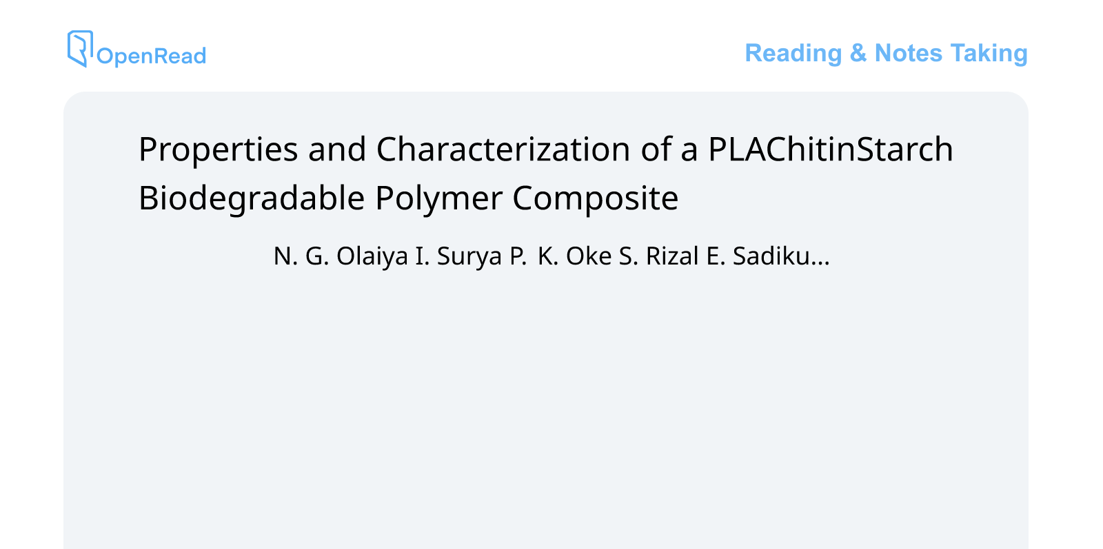 Properties and Characterization of a PLA–Chitin–Starch Biodegradable ...