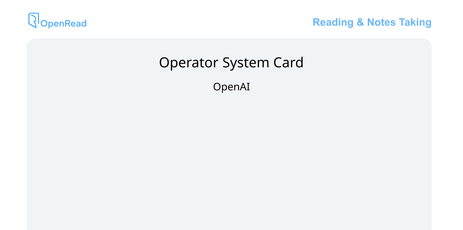 Operator System Card