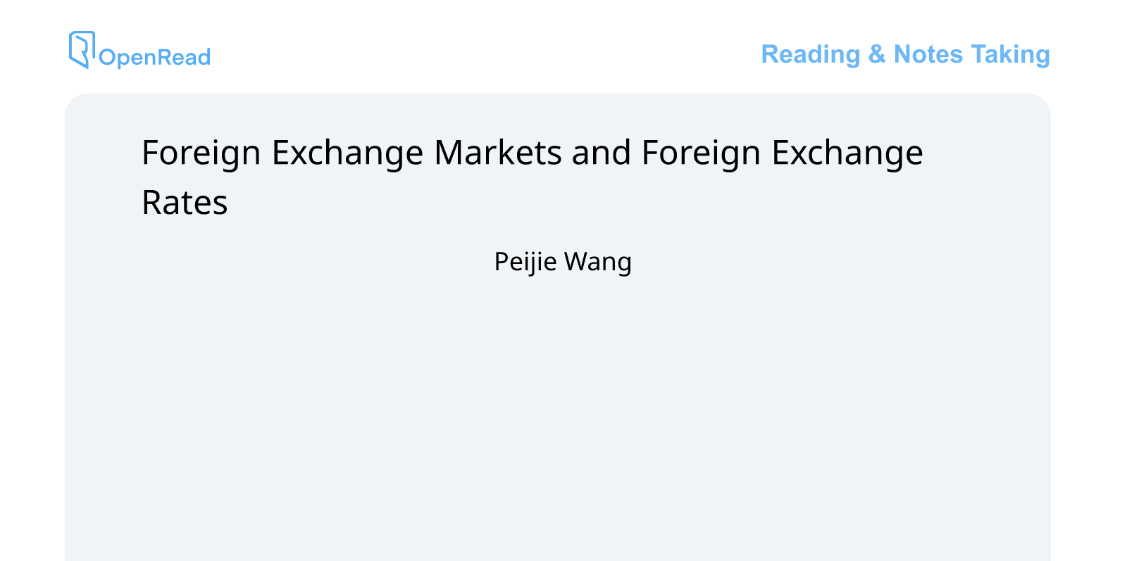 Foreign Exchange Markets and Foreign Exchange Rates