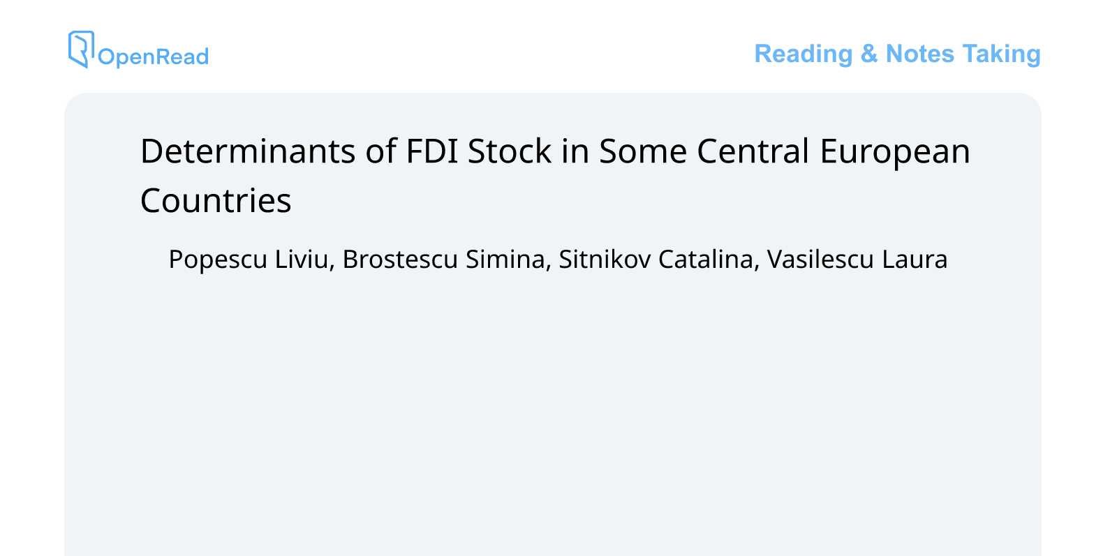 Determinants of FDI Stock in Some Central European Countries