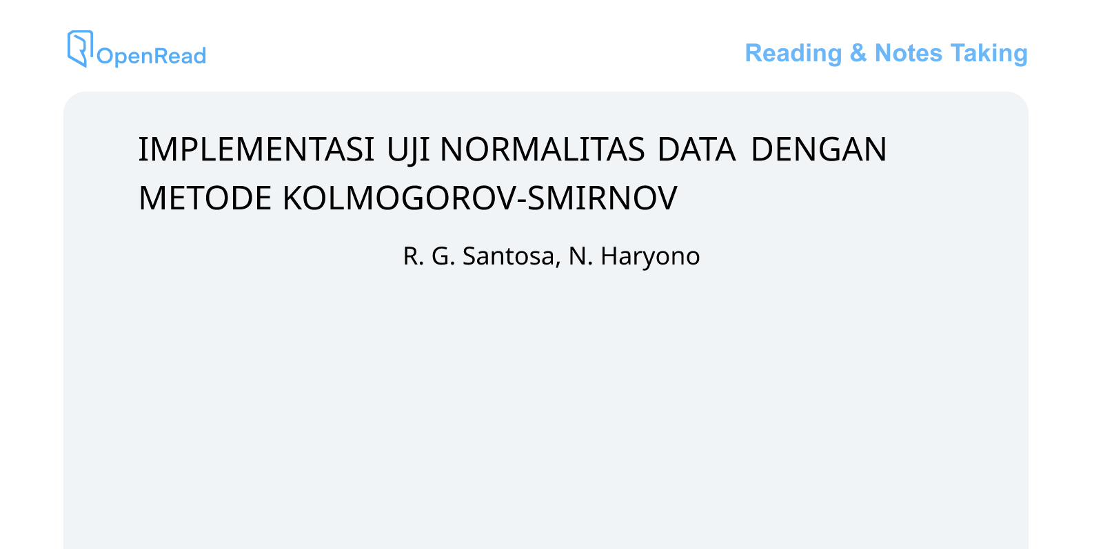 IMPLEMENTASI UJI NORMALITAS DATA DENGAN METODE KOLMOGOROV-SMIRNOV
