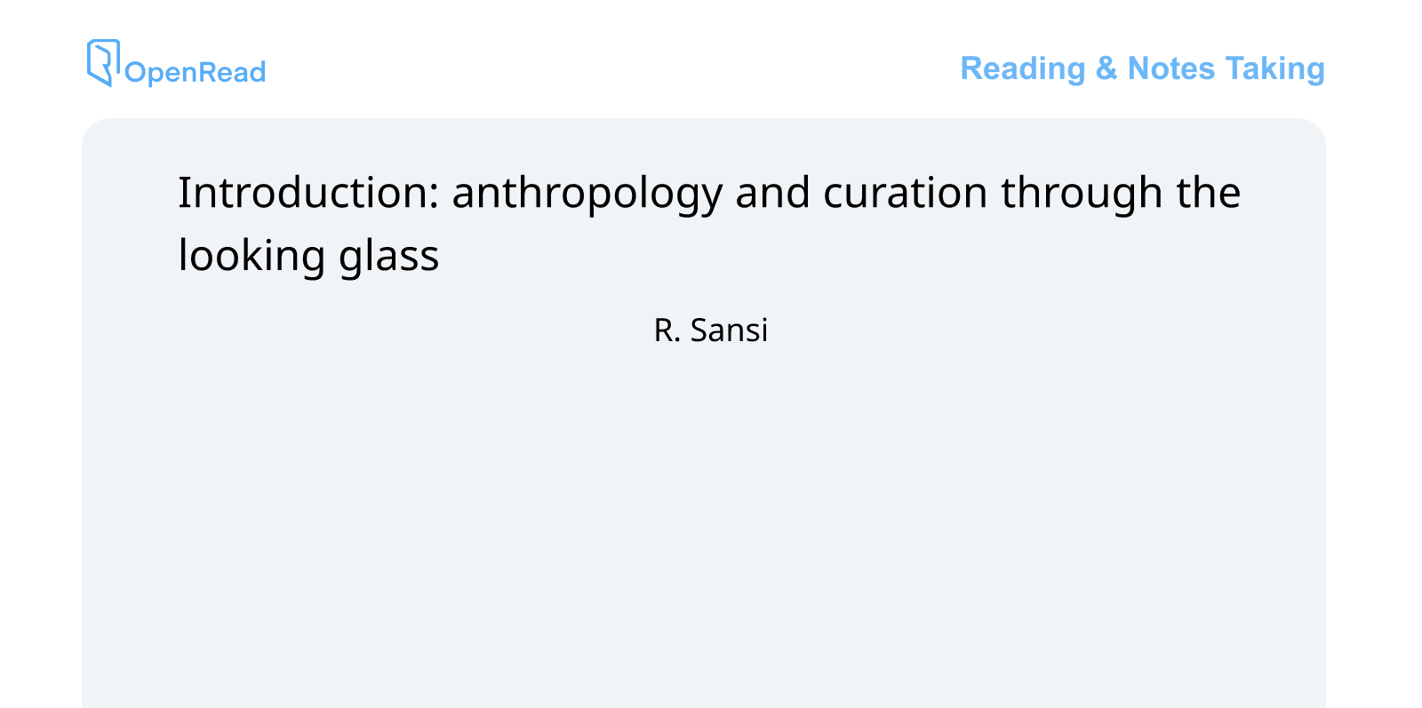 Introduction: anthropology and curation through the looking glass