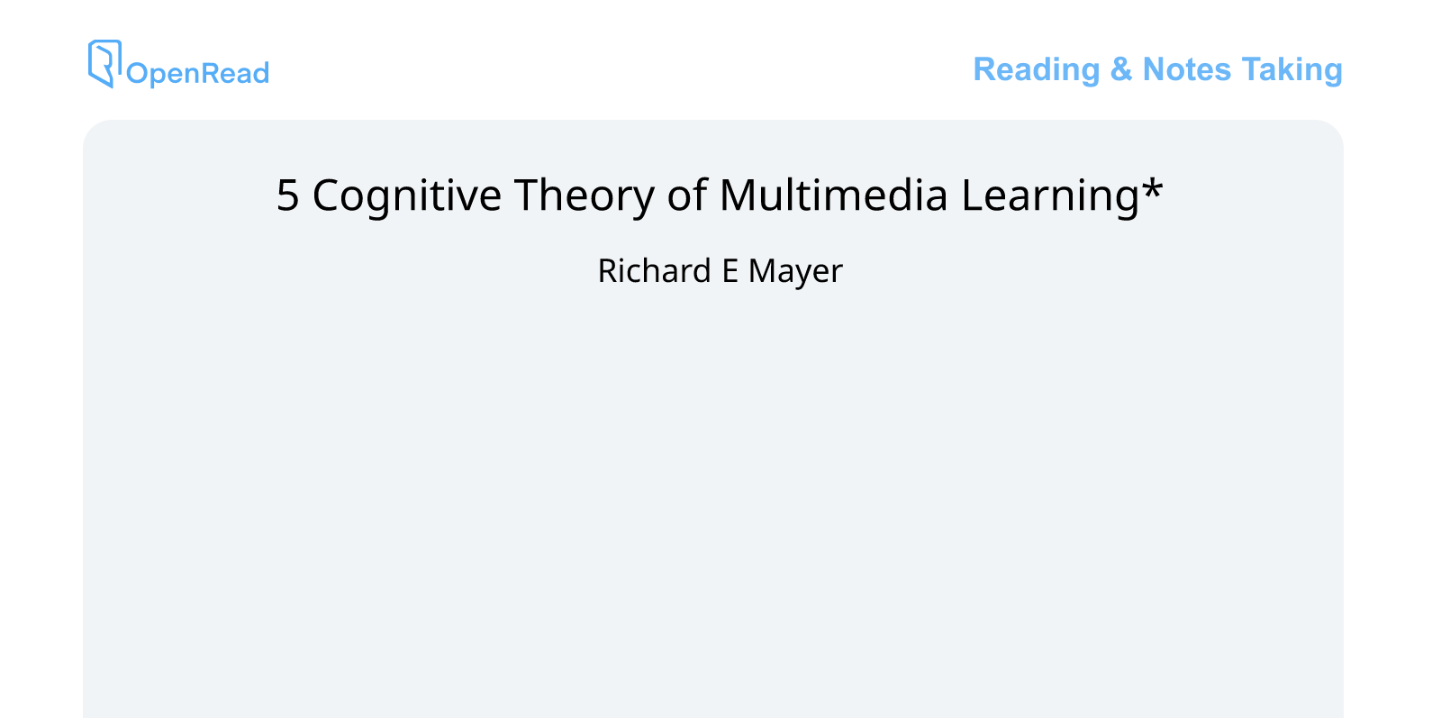 5 Cognitive Theory of Multimedia Learning*