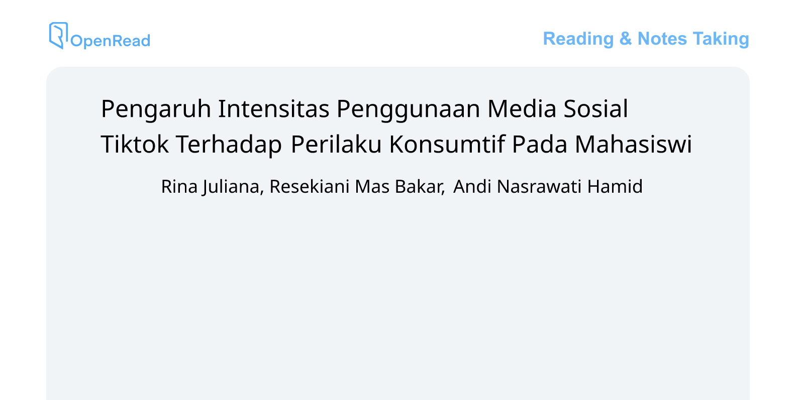 Pengaruh Intensitas Penggunaan Media Sosial Tiktok Terhadap Perilaku Konsumtif Pada Mahasiswi