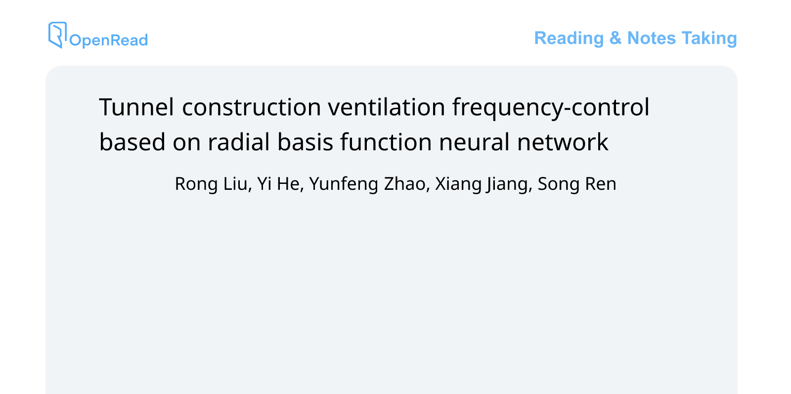 Tunnel construction ventilation frequency-control based on radial basis function neural network