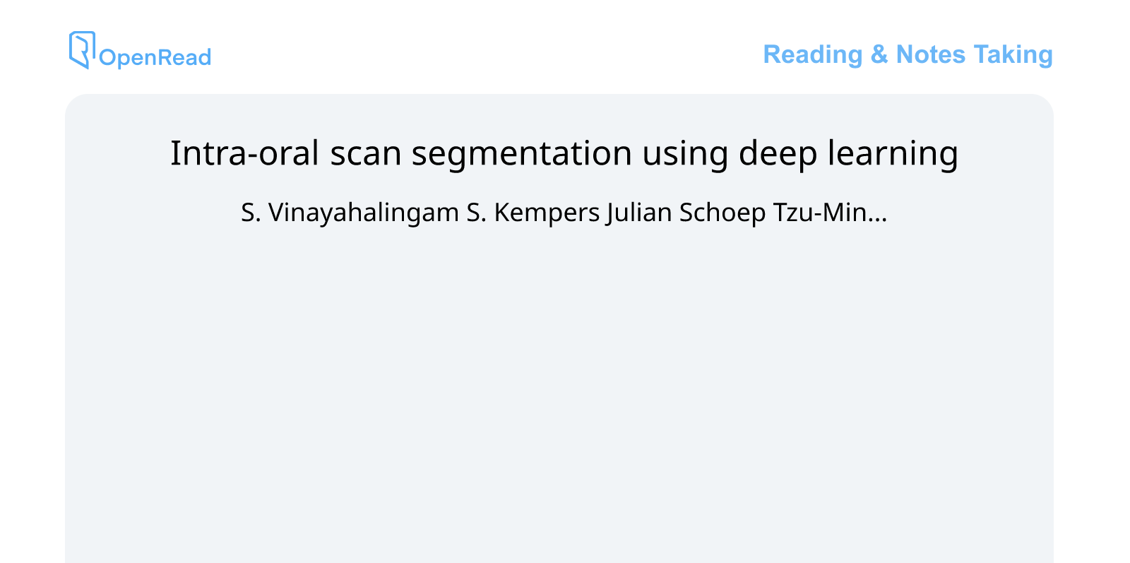 Intra-oral scan segmentation using deep learning