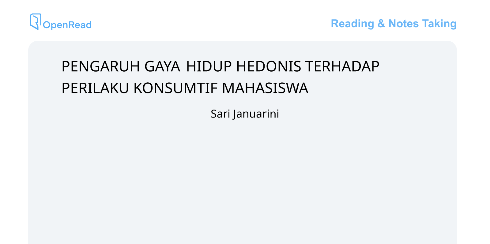 PENGARUH GAYA HIDUP HEDONIS TERHADAP PERILAKU KONSUMTIF MAHASISWA