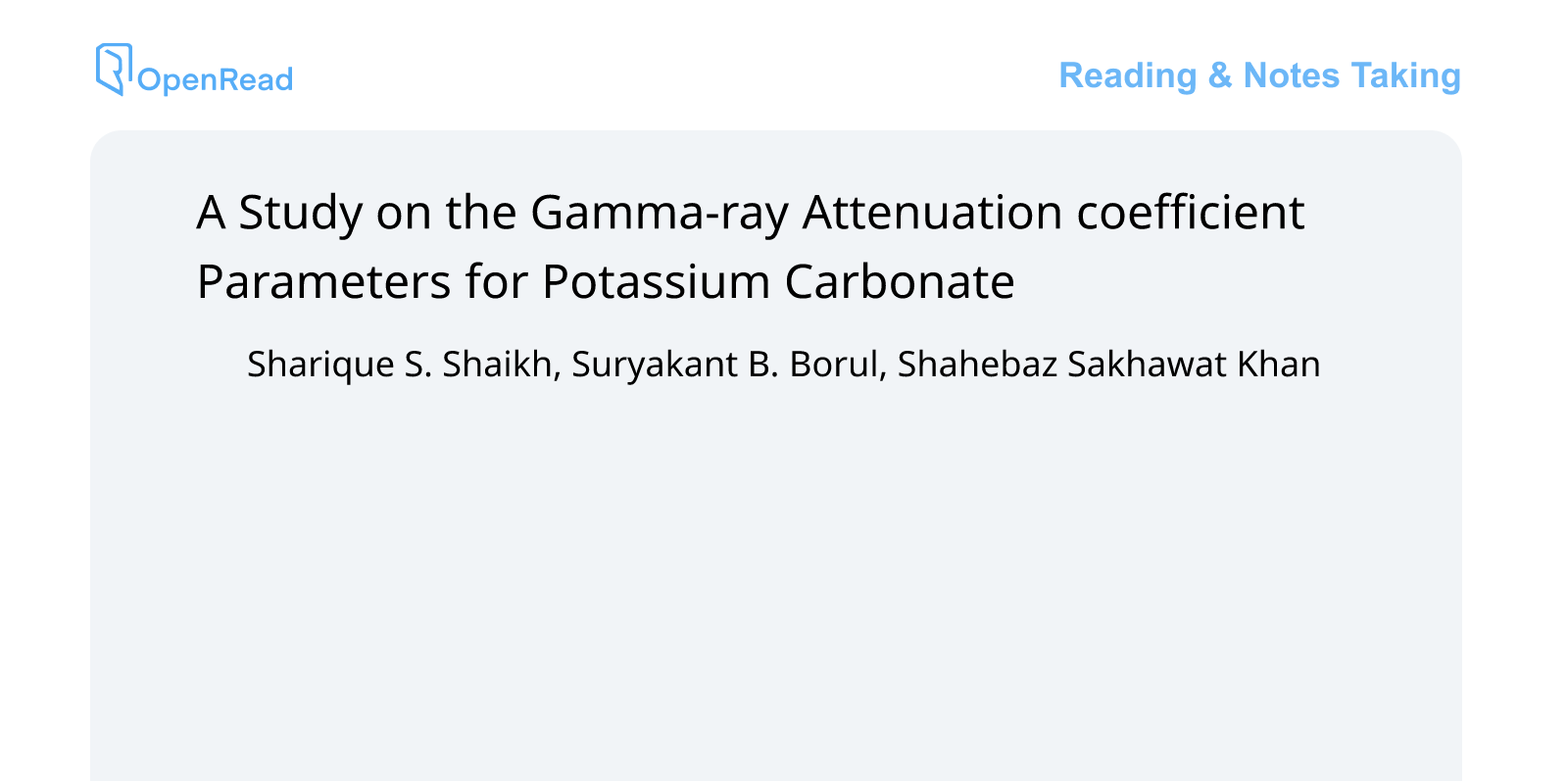 A Study on the Gamma-ray Attenuation coefficient Parameters for Potassium Carbonate