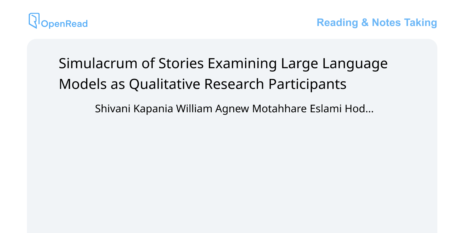 Simulacrum of Stories: Examining Large Language Models as Qualitative ...