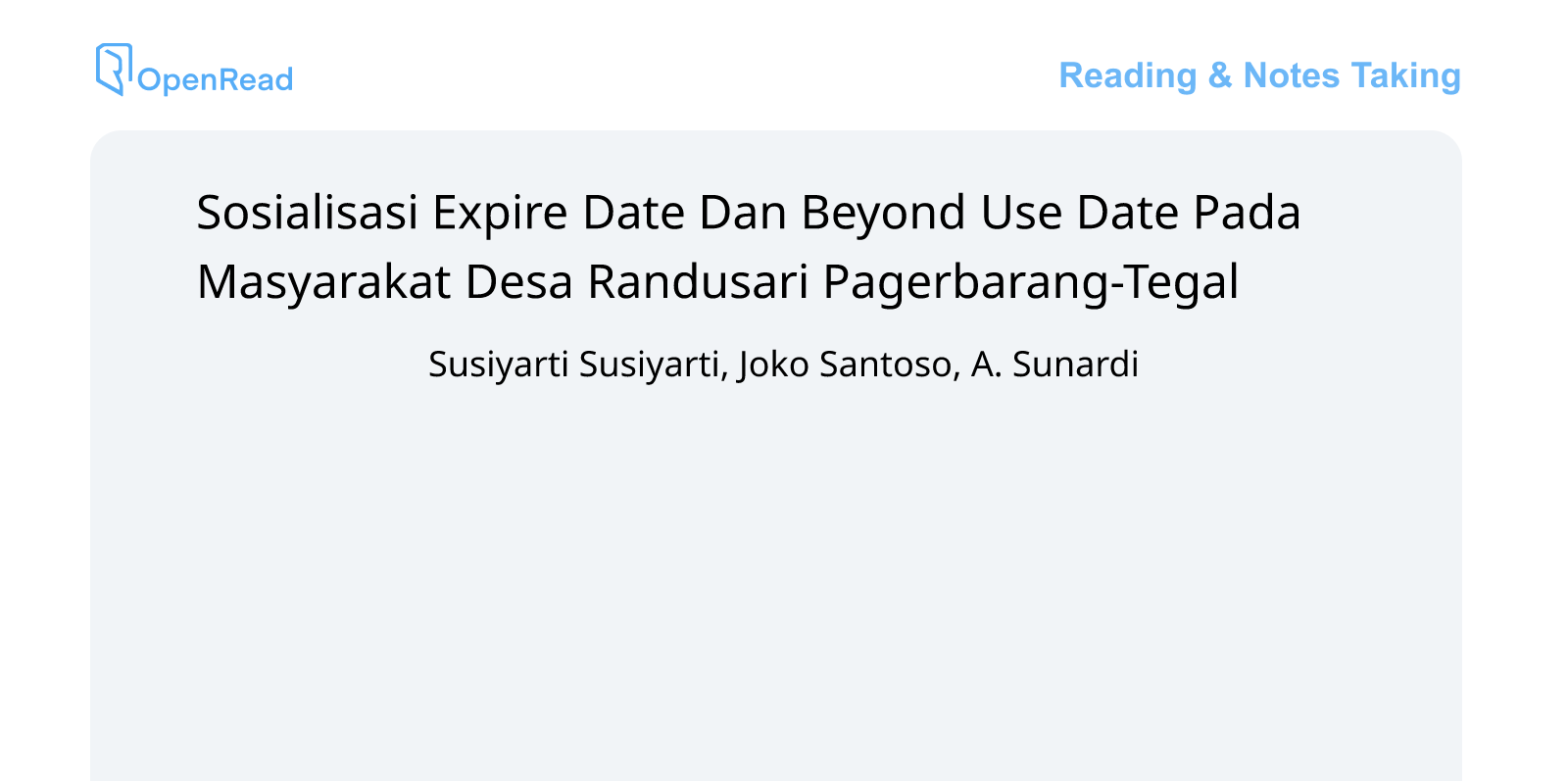 Sosialisasi Expire Date Dan Beyond Use Date Pada Masyarakat Desa ...