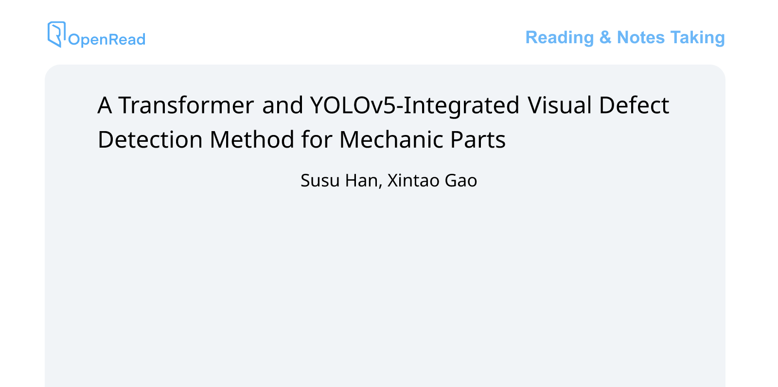 A Transformer and YOLOv5-Integrated Visual Defect Detection Method for Mechanic Parts