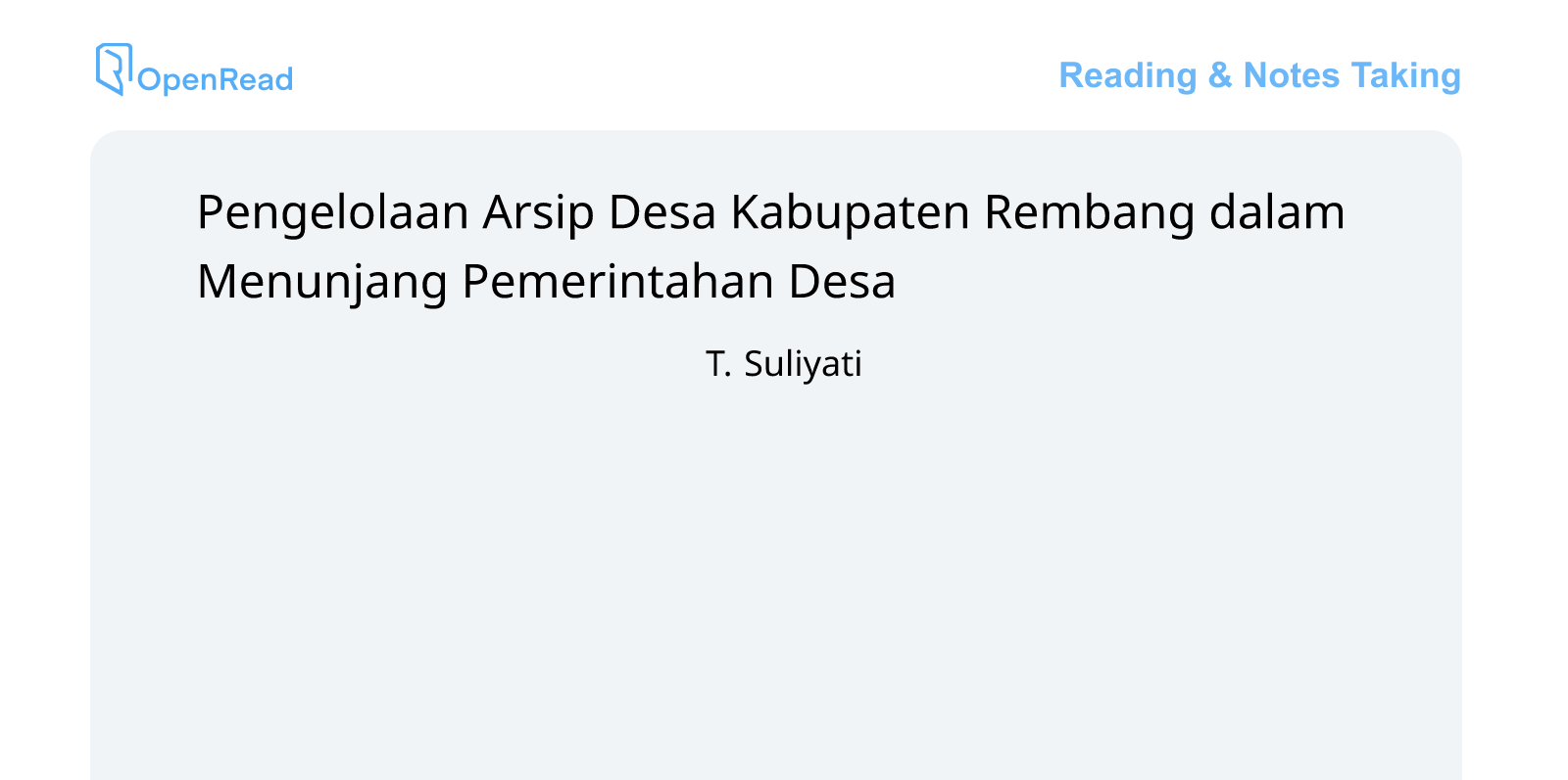 Pengelolaan Arsip Desa Kabupaten Rembang dalam Menunjang Pemerintahan Desa