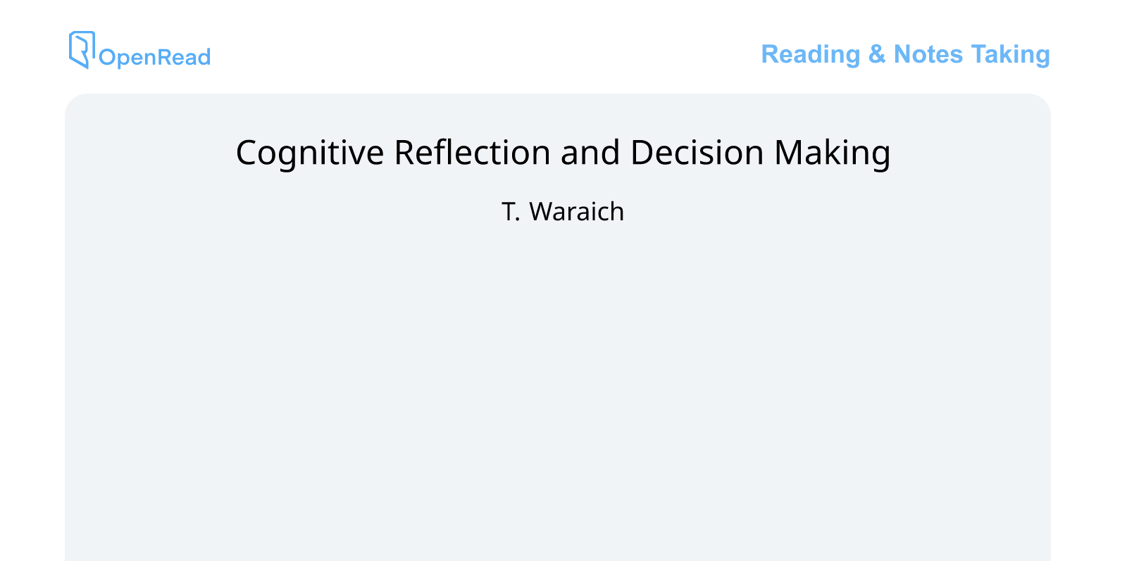 Cognitive Reflection and Decision Making
