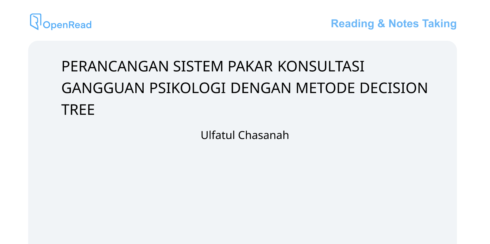 PERANCANGAN SISTEM PAKAR KONSULTASI GANGGUAN PSIKOLOGI DENGAN METODE ...