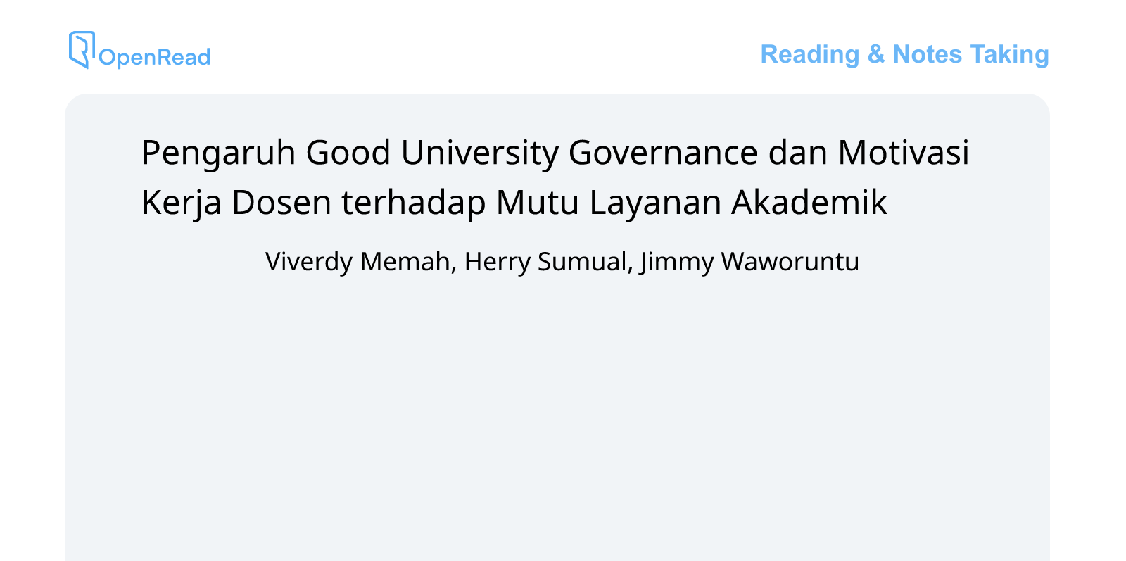Pengaruh Good University Governance dan Motivasi Kerja Dosen terhadap ...