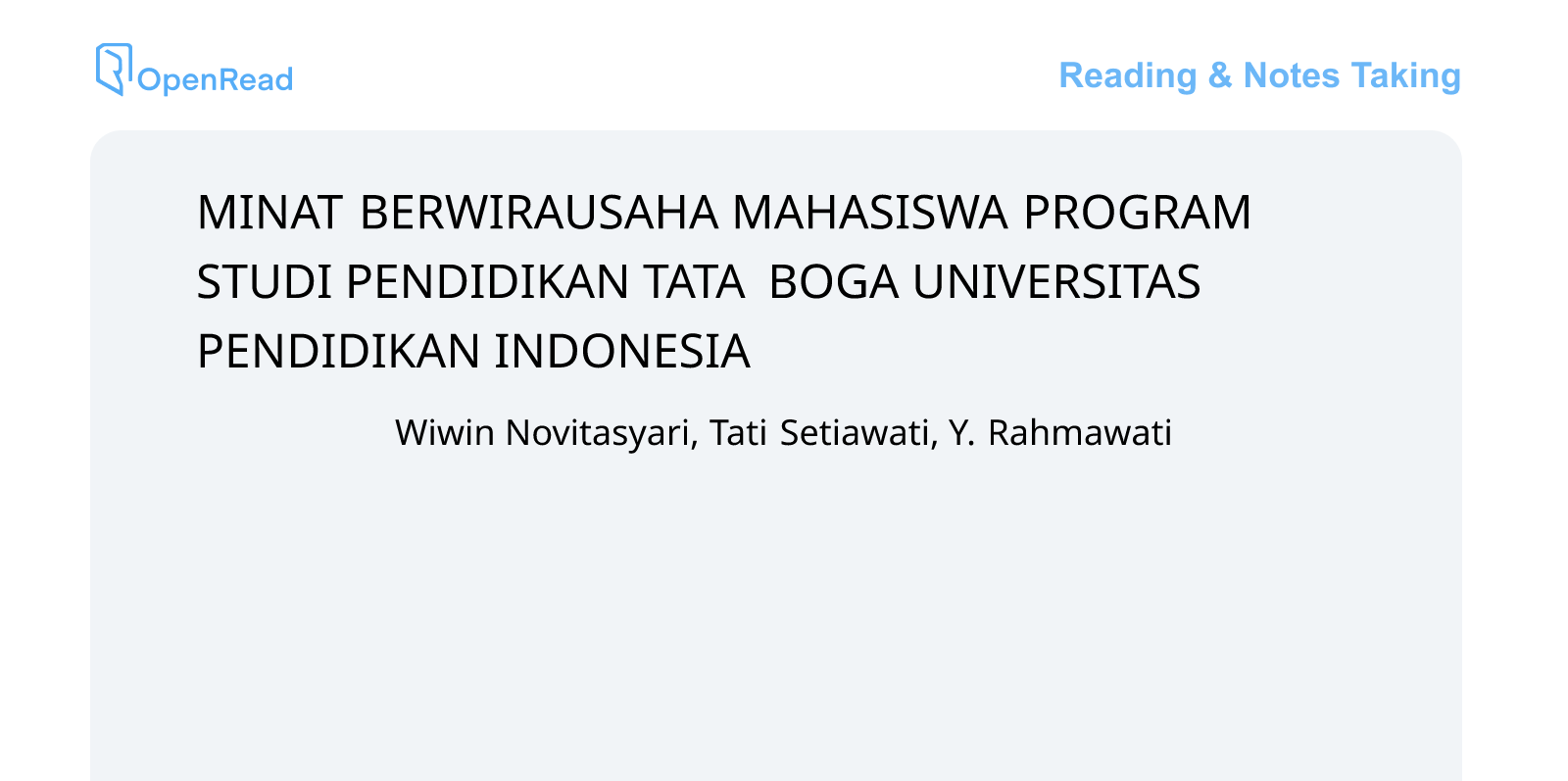MINAT BERWIRAUSAHA MAHASISWA PROGRAM STUDI PENDIDIKAN TATA BOGA UNIVERSITAS PENDIDIKAN INDONESIA
