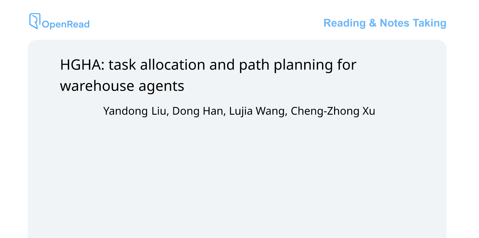 HGHA: task allocation and path planning for warehouse agents