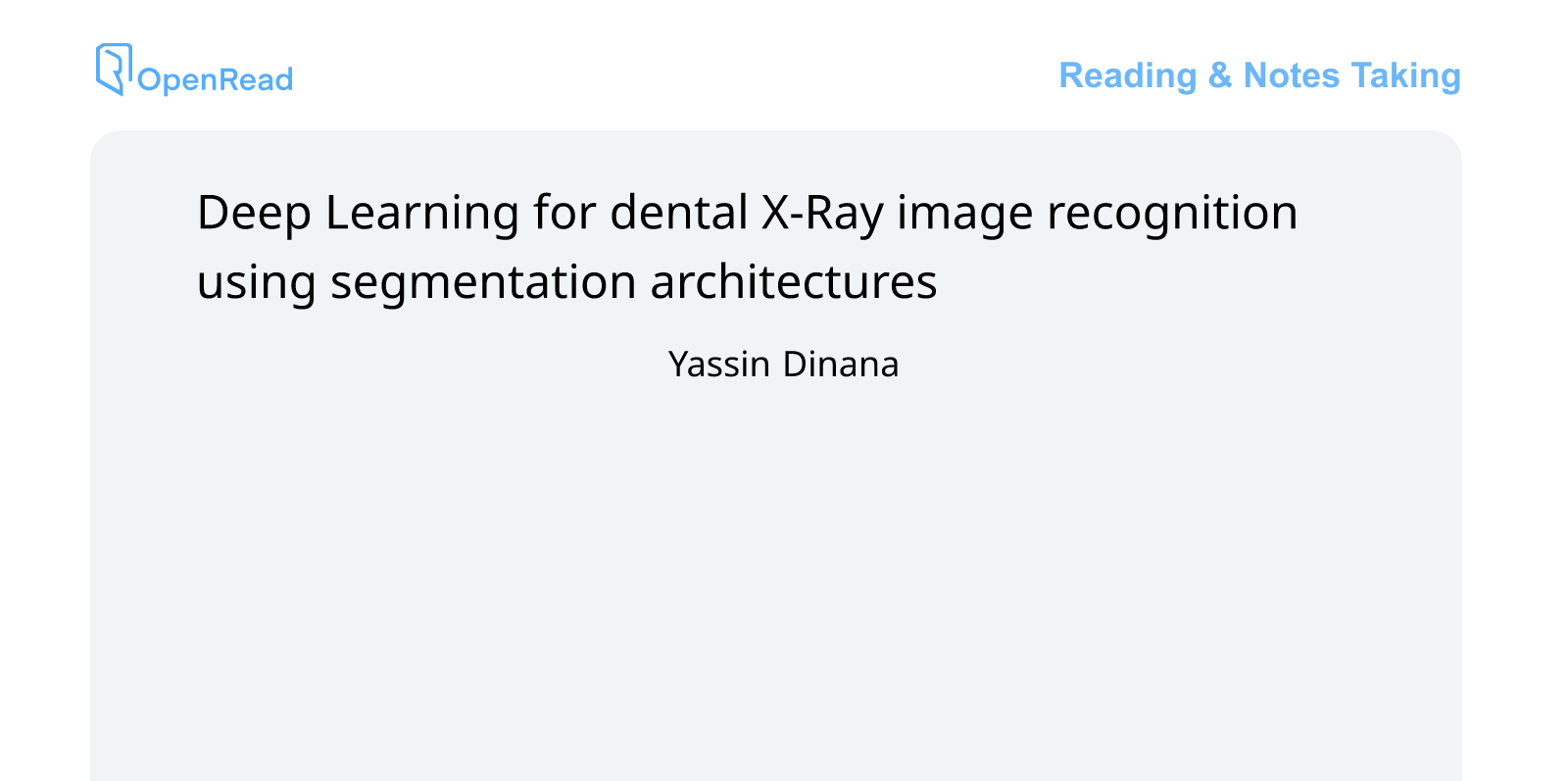 Deep Learning for dental X-Ray image recognition using segmentation ...