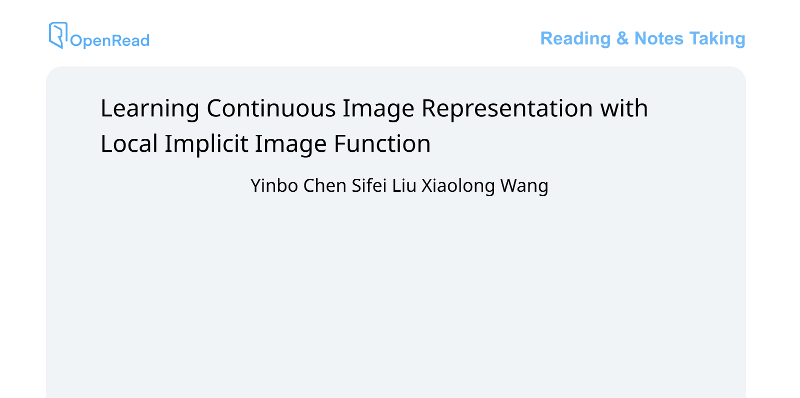 Learning Continuous Image Representation with Local Implicit Image Function