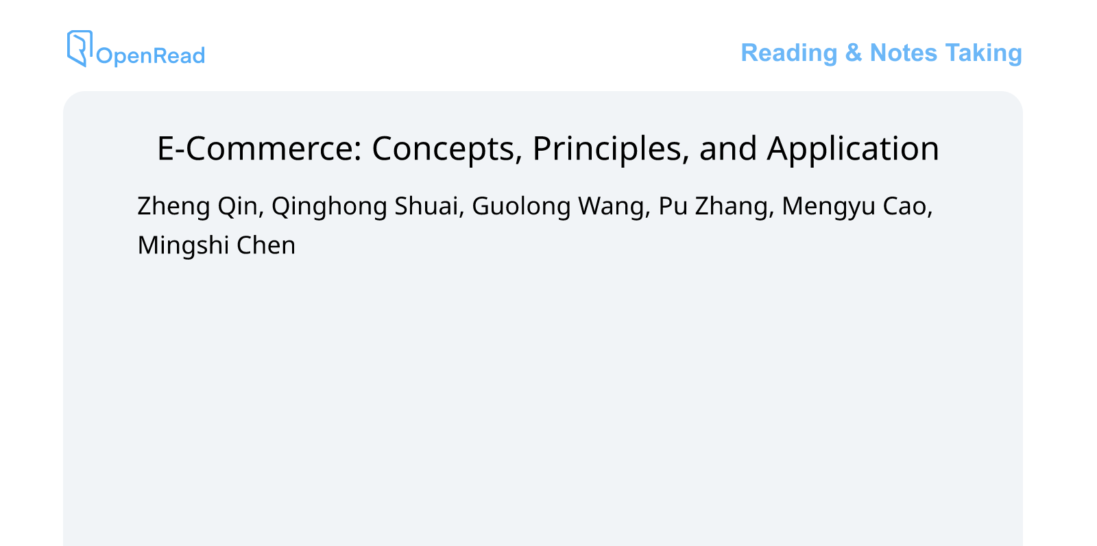 E-Commerce: Concepts, Principles, and Application