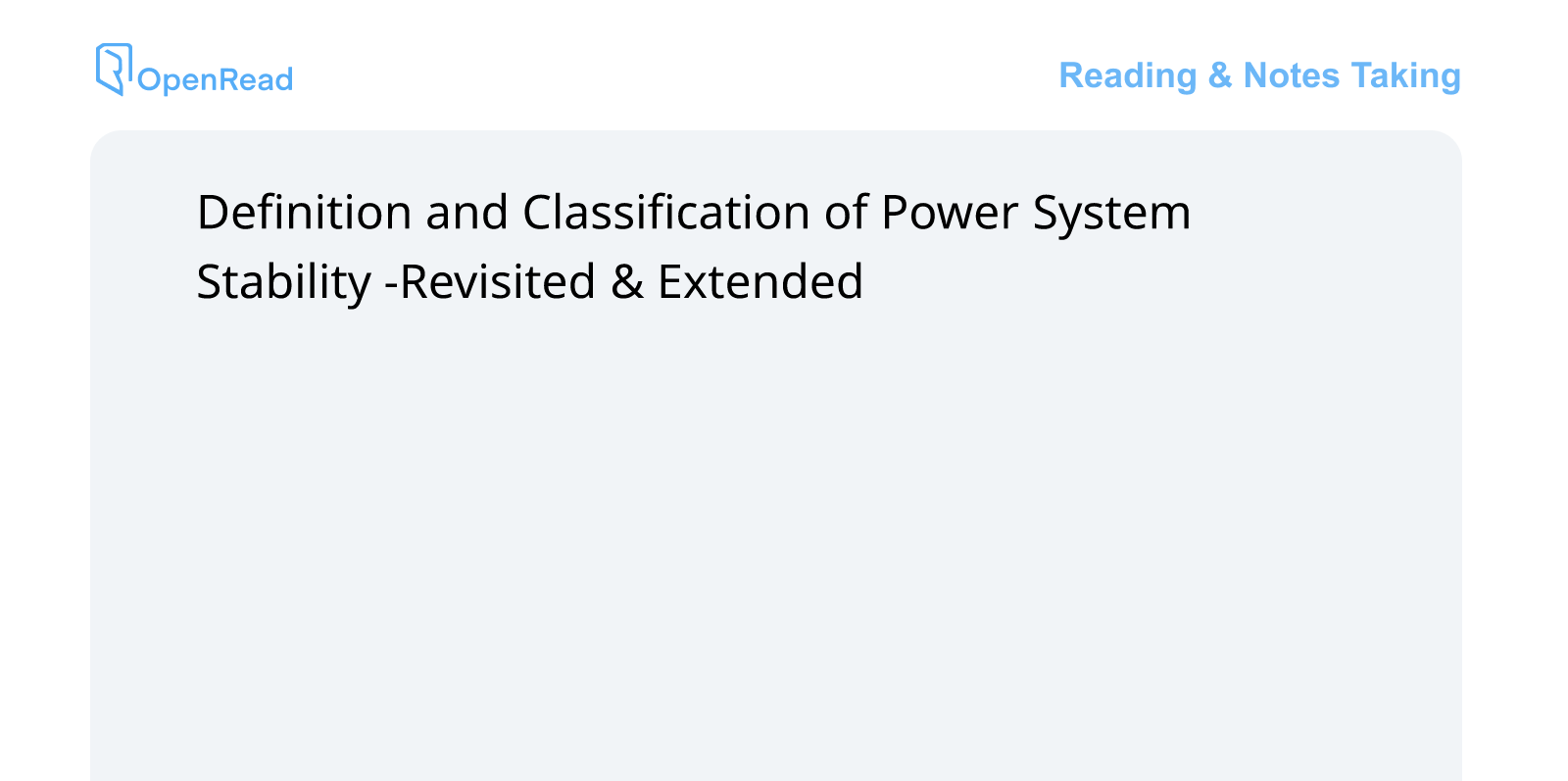 Definition and Classification of Power System Stability -Revisited ...