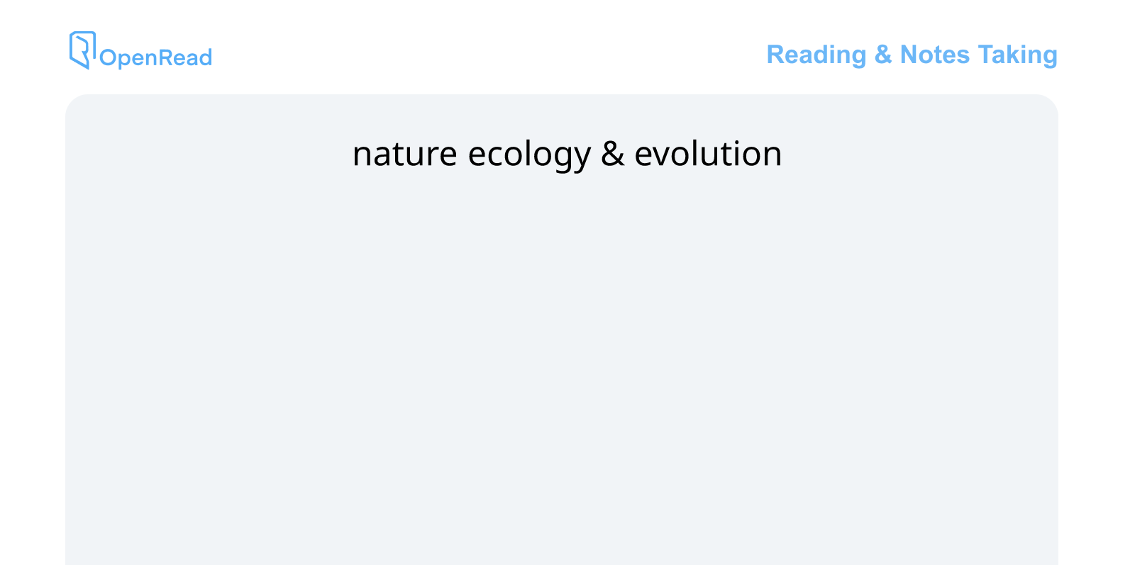 nature ecology & evolution